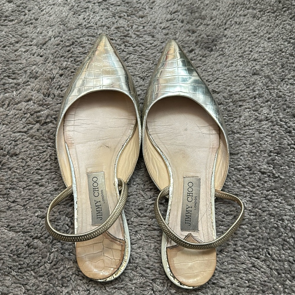 Jimmy Choo Gold Metallic Flats - Gem
